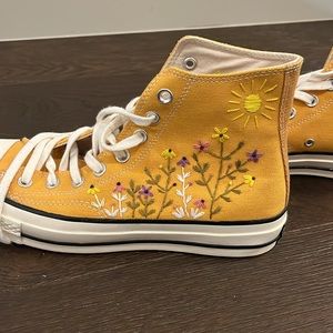 Converse | Shoes | Custom Hand Embroidered Converse Size W 8m Yellow ...